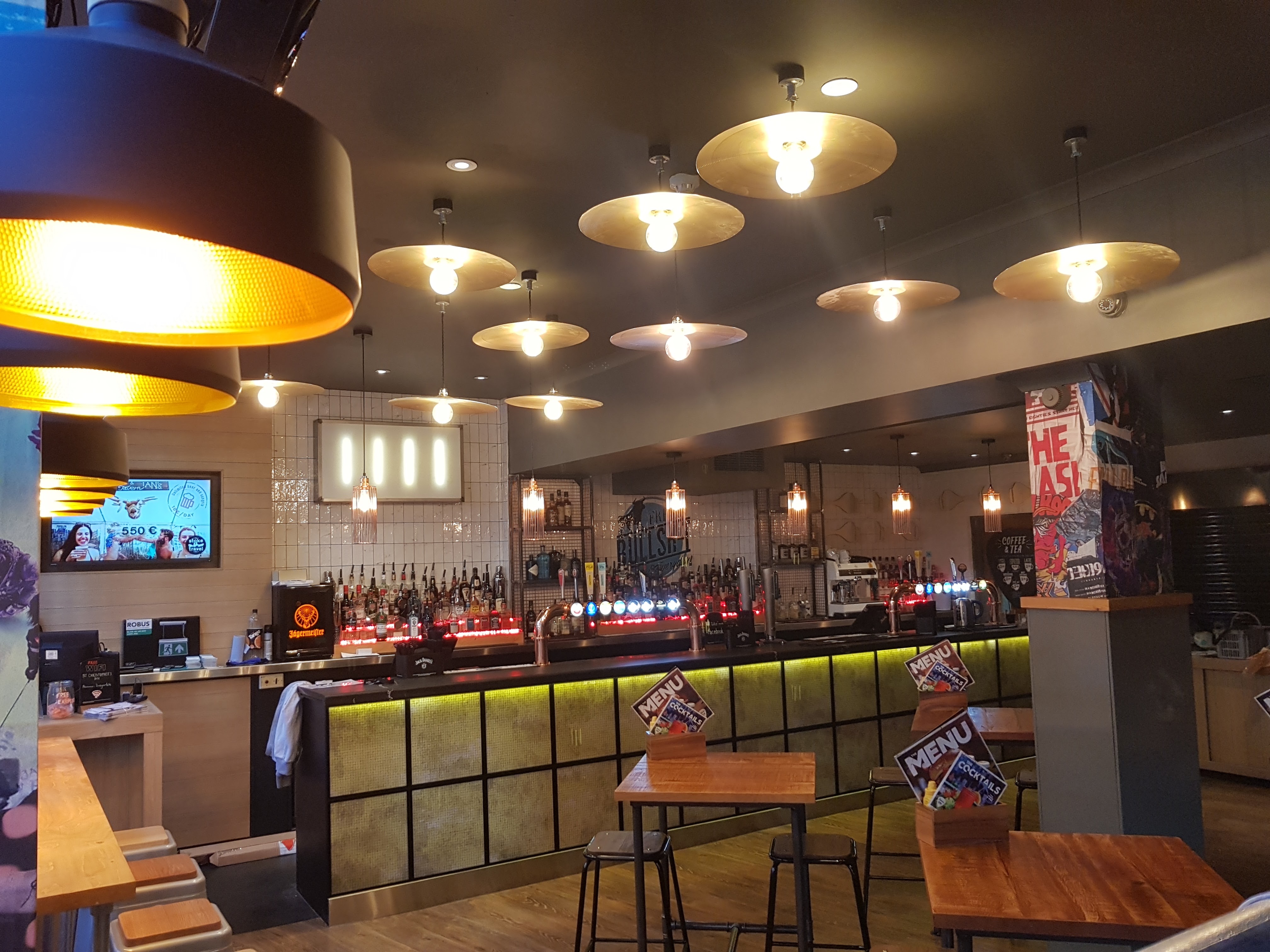 Bar lighting design – Belushis Bar London – Moth Lighting Ltd